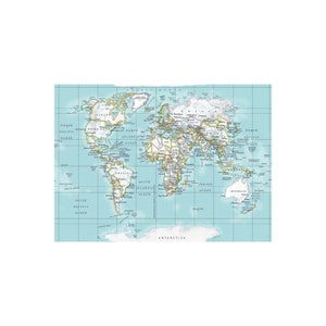World Maps Fabric Atlas Map Print Map of the World Mint - Etsy