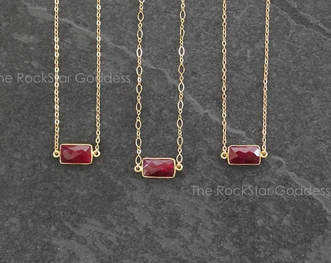 Ruby Necklace / Gold Ruby Necklace / Ruby Jewelry / July - Etsy