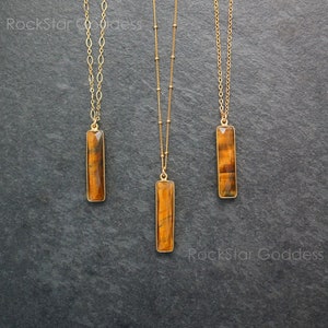 Gold Tiger Eye Pendant Necklace, 14k Gold Chain: Satellite, Link or ...
