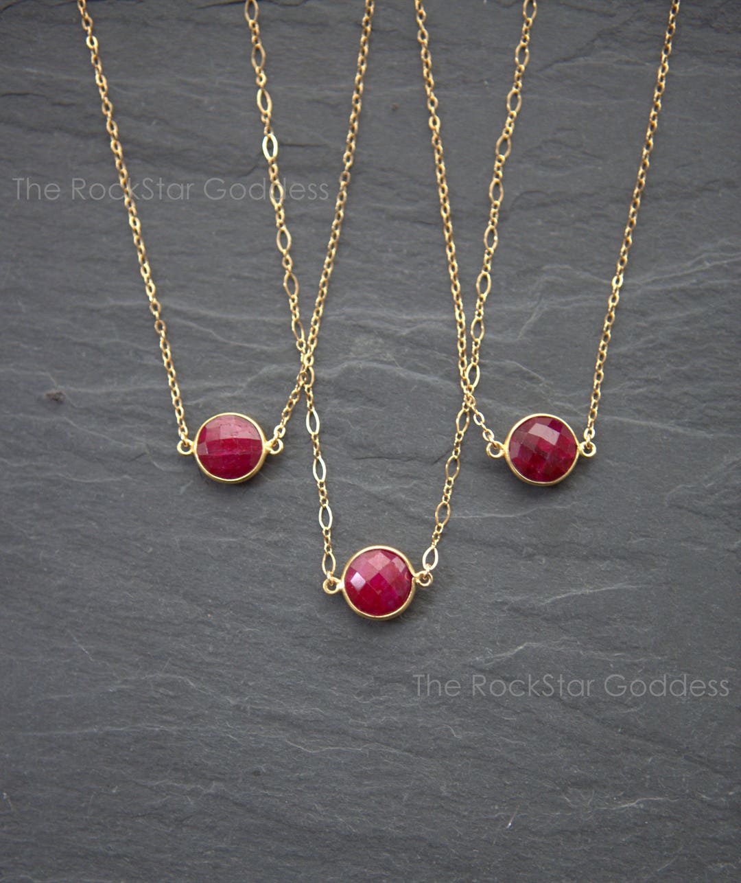 Ruby Necklace, Gold Ruby Necklace, Ruby Gemstone, July Birthstone, Ruby ...