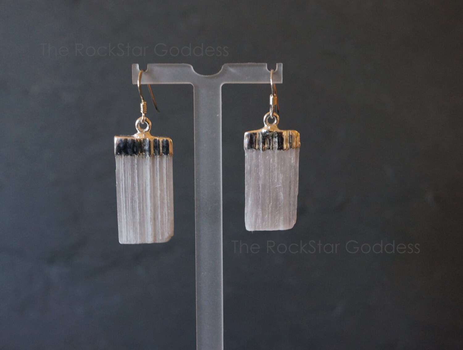 Selenite Earring, Silver Selenite, Selenite Crystal, Raw Selenite ...