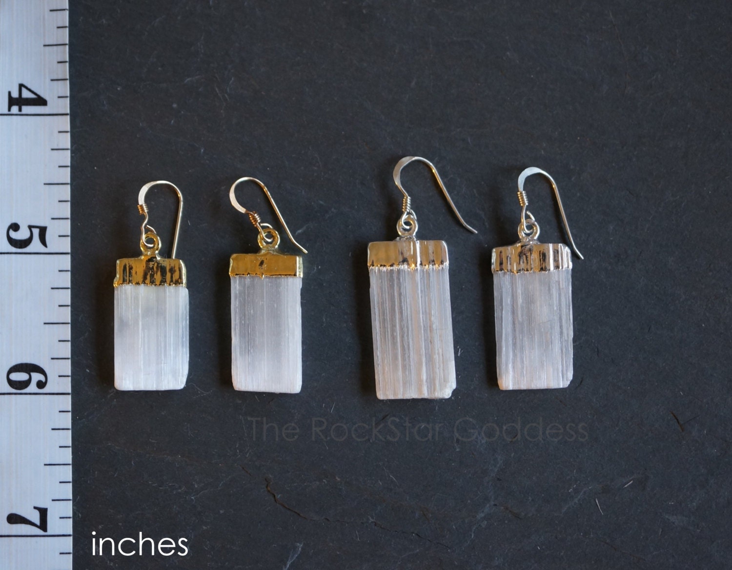 Selenite Earring, Silver Selenite, Selenite Crystal, Raw Selenite ...