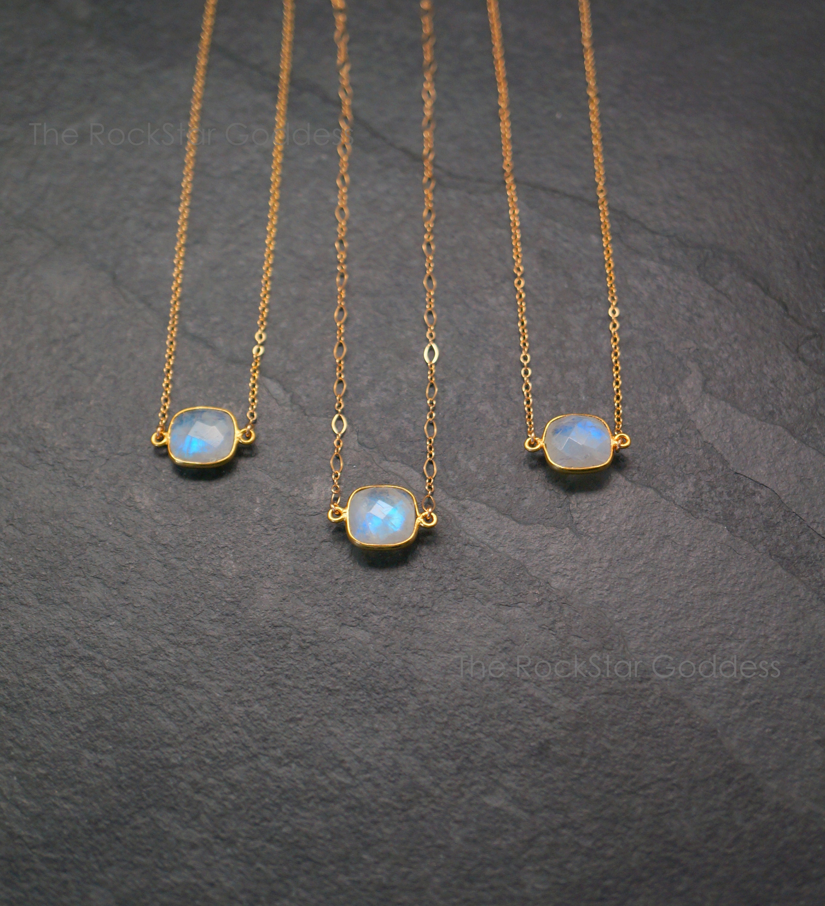 Gold Moonstone Necklace, Moonstone Necklace, Rainbow Moonstone Necklace ...