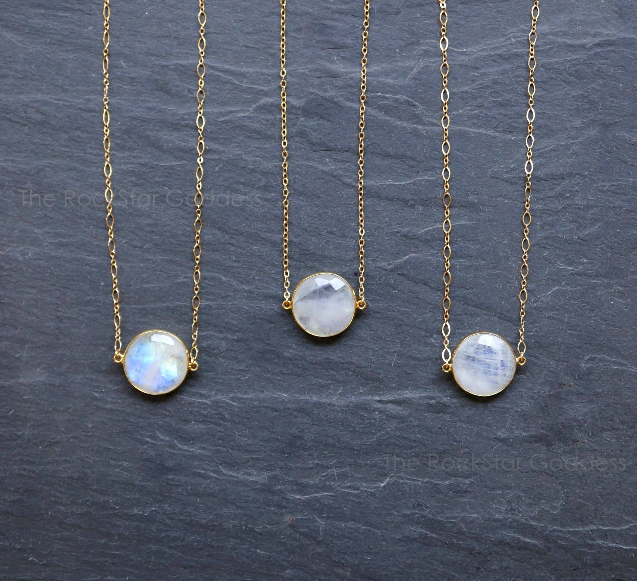 Moonstone Necklace, Gold Moonstone Necklace, Moonstone, Moonstone ...