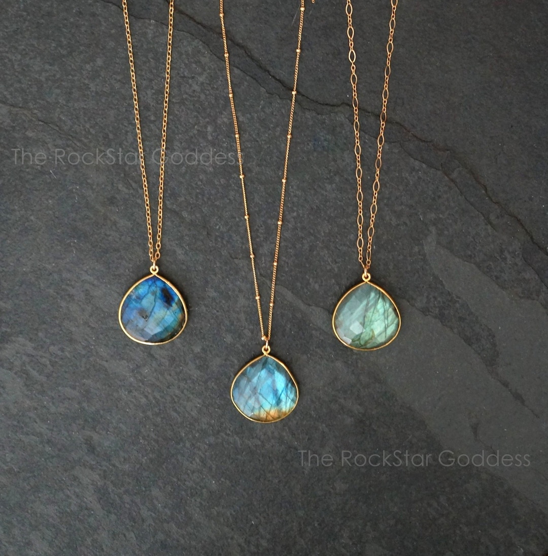 Gold Labradorite Necklace, Labradorite Pendant, Labradorite Jewelry ...