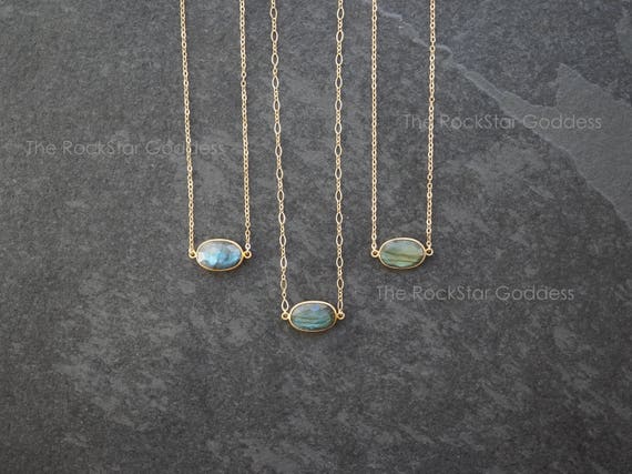Gold Labradorite Necklace / Gold Labradorite Jewelry / | Etsy