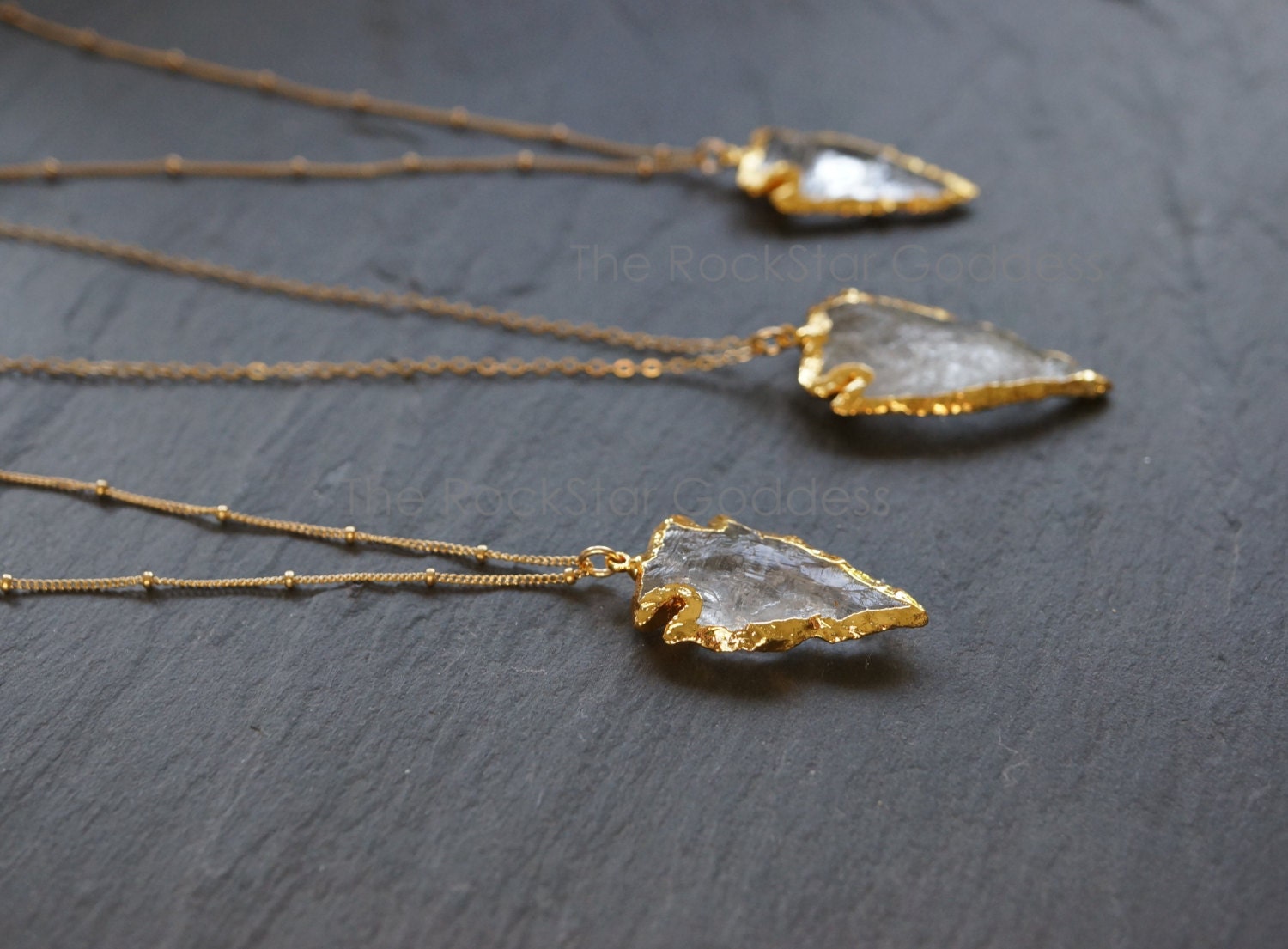 Gold Arrowhead Necklace / Quartz Arrowhead / Quartz Necklace / | Etsy