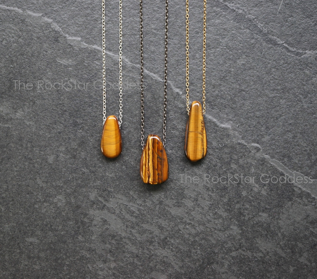 Tiger Eye Necklace, Silver Tiger Eye Necklace, Tiger Eye Pendant, Gold ...