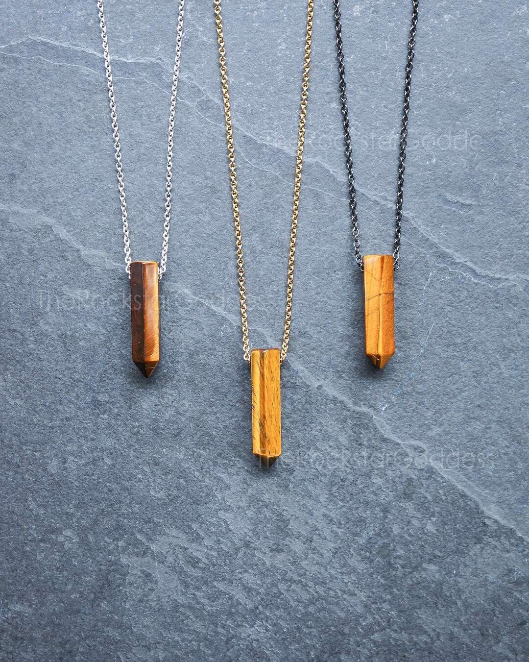 Mens Tigers Eye Necklace , Gold Tigers Eye Necklace, Silver Tiger Eye ...