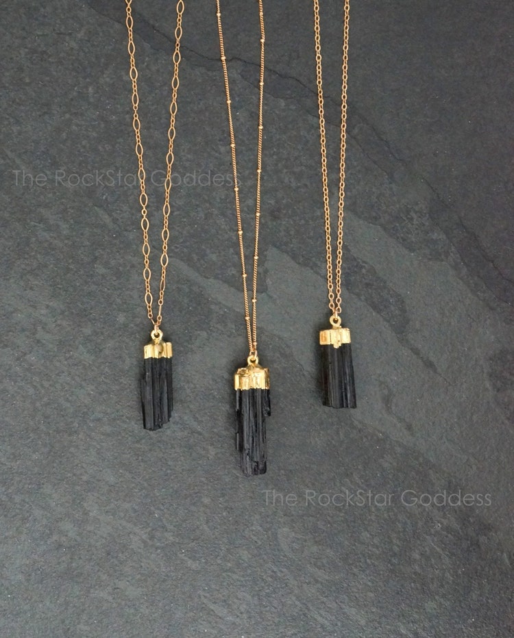 Turmalin Halskette, Gold Turmalin Halskette, Schwarze Turmalin ...