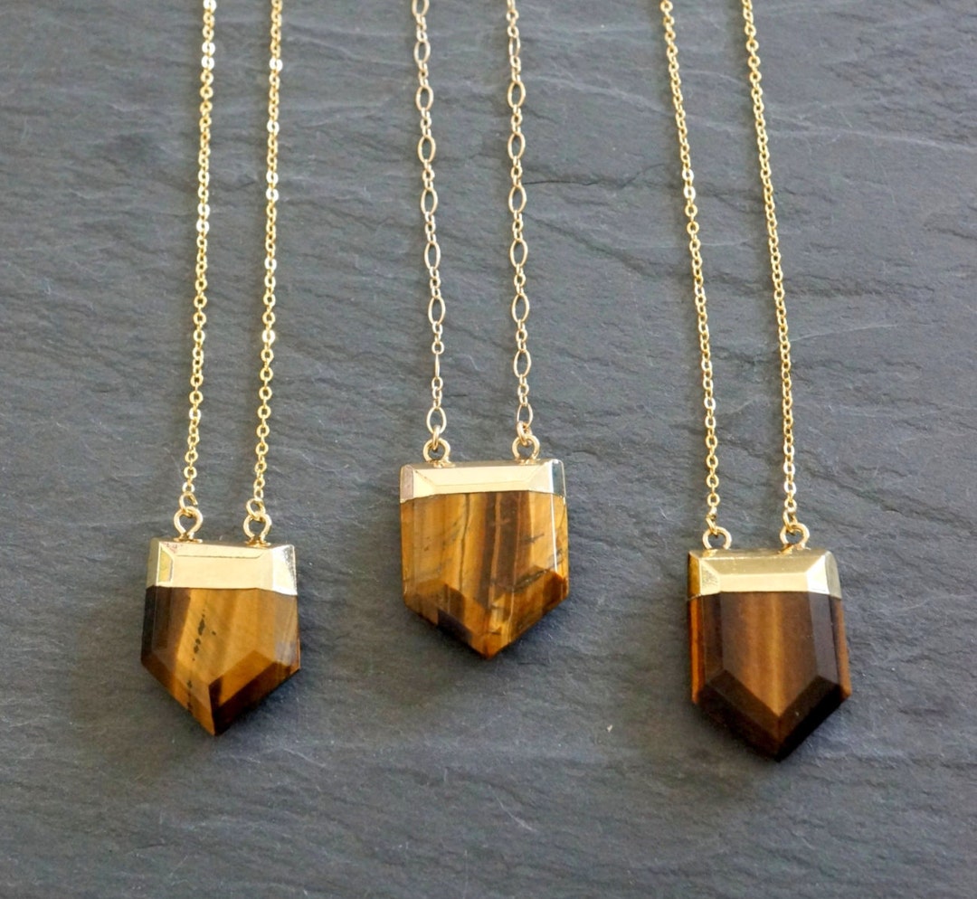 Tiger Eye Necklace, Gold Tiger Eye Necklace, Tiger Eye Pendant, Tiger ...