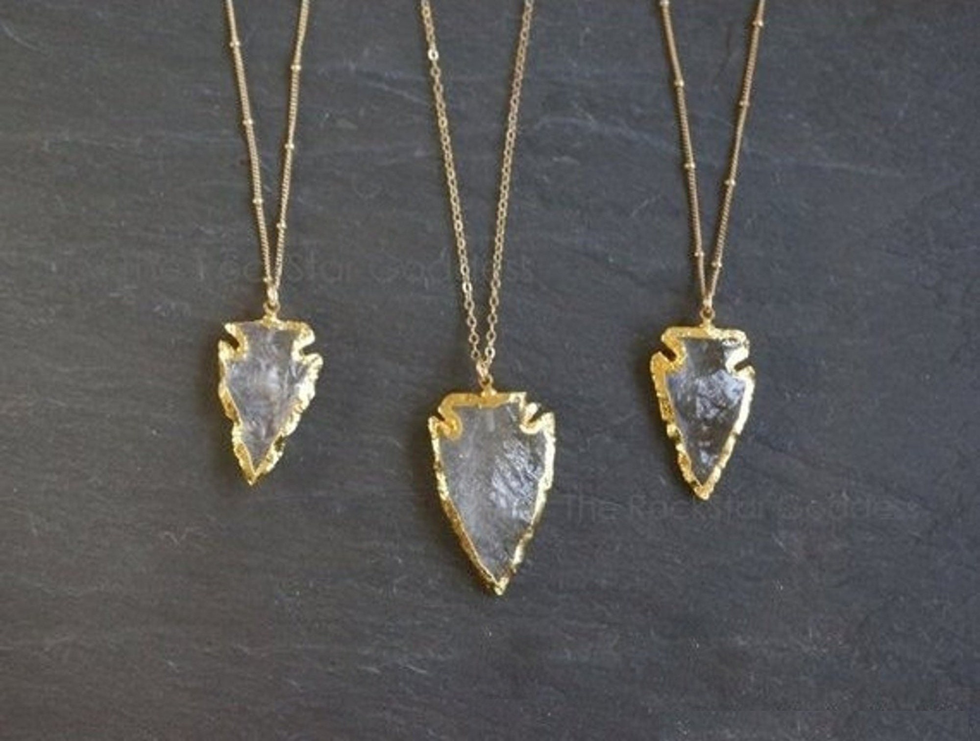 Gold Arrowhead Necklace / Quartz Arrowhead / Quartz Necklace / | Etsy