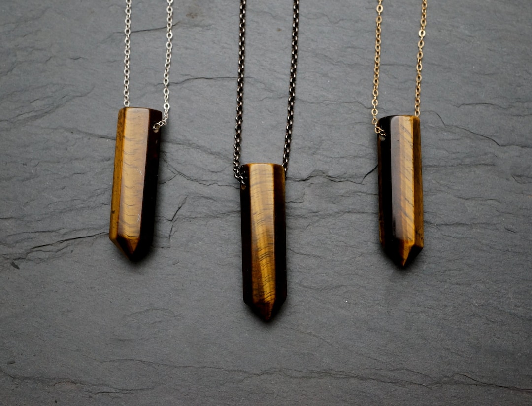 Tiger Eye Necklace, Silver Tiger Eye Necklace, Tiger Eye Pendant, Gold ...