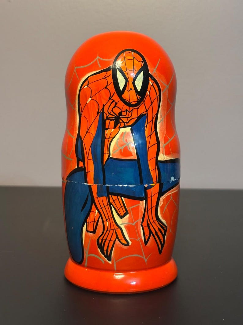 Vintage Marvel Spider-man Nesting Dolls – Hand-painted Wooden ...
