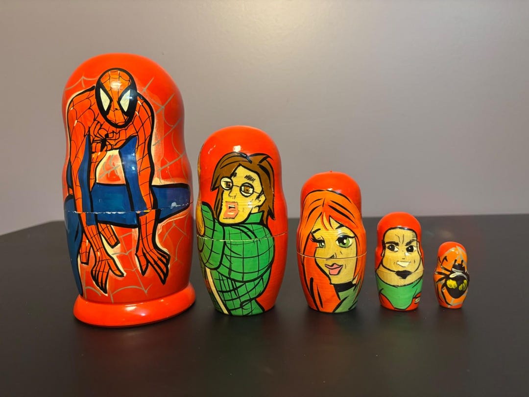 Vintage Marvel Spider-man Nesting Dolls – Hand-painted Wooden ...