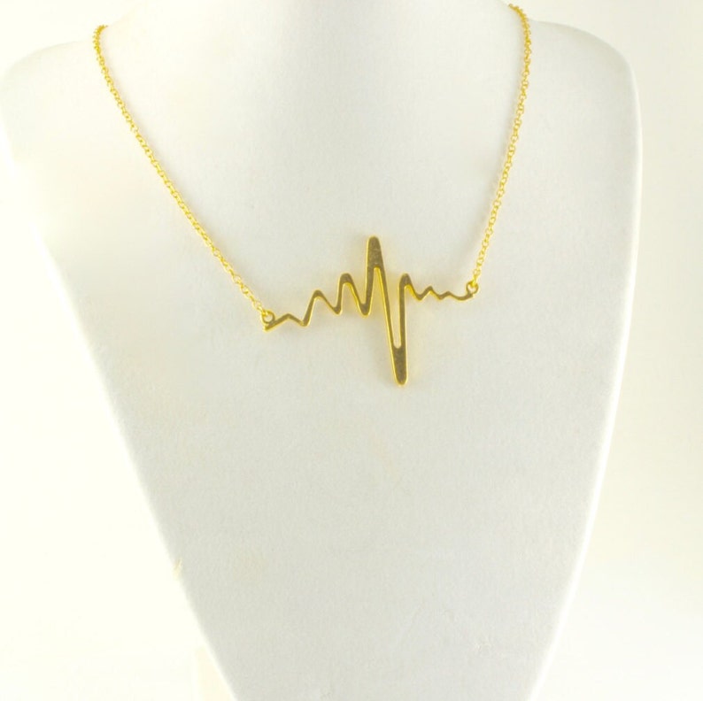 Heartbeat Necklace EKG Necklace Charm Jewelry Heartbeat - Etsy