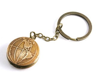 Old World Globe Locket Vintage Locket Key Fob Globe Key | Etsy