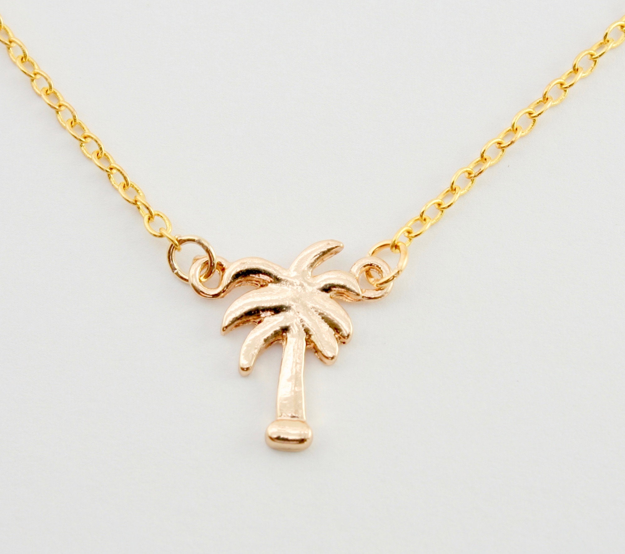 Dainty Palm Tree Necklace Gold Palm Tree Necklace Tiny Palm | Etsy