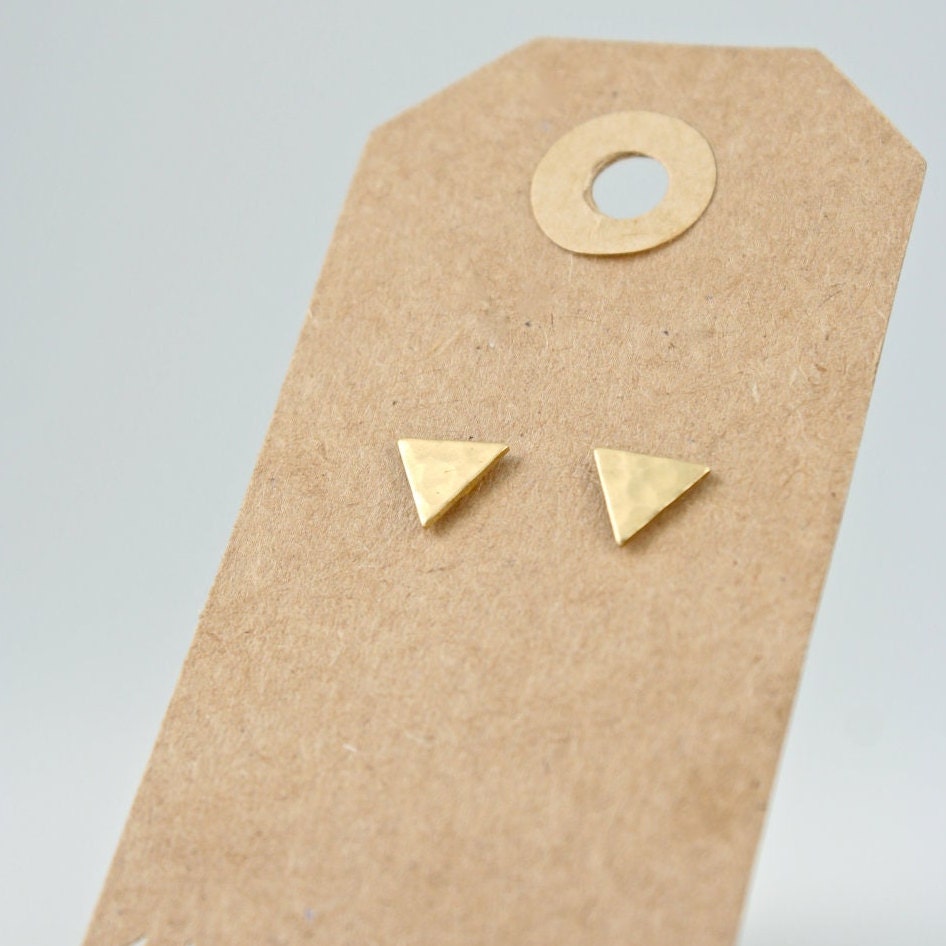 Tiny Golden Triangle Post Earrings,triangle Earrings, Geometric ...