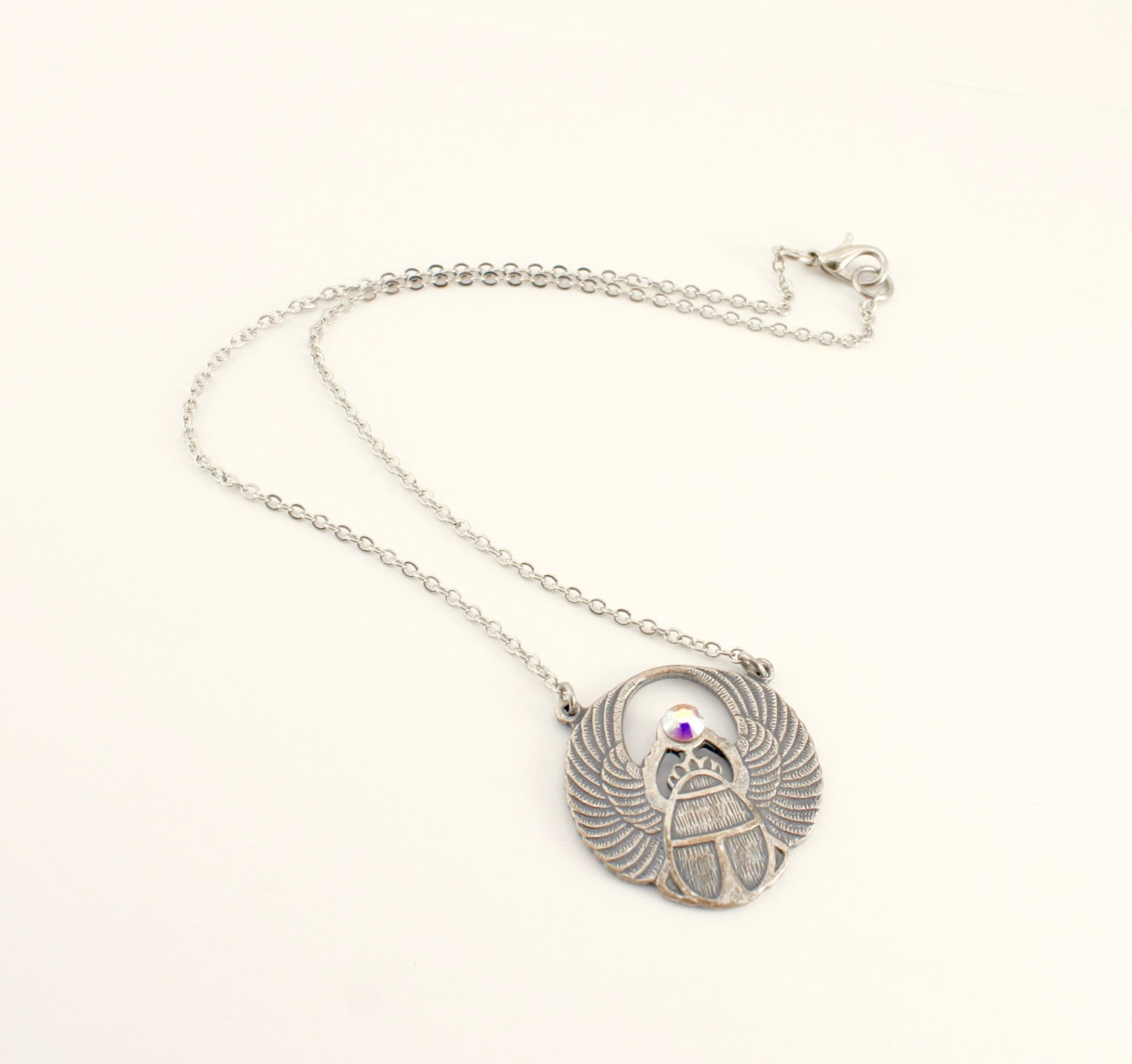 Egyptian Scarab Pendant Scarab Necklace Antiqued Silver - Etsy