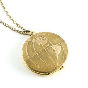 Old World Globe Locket, Wanderlust Locket Necklace, Globe Necklace ...