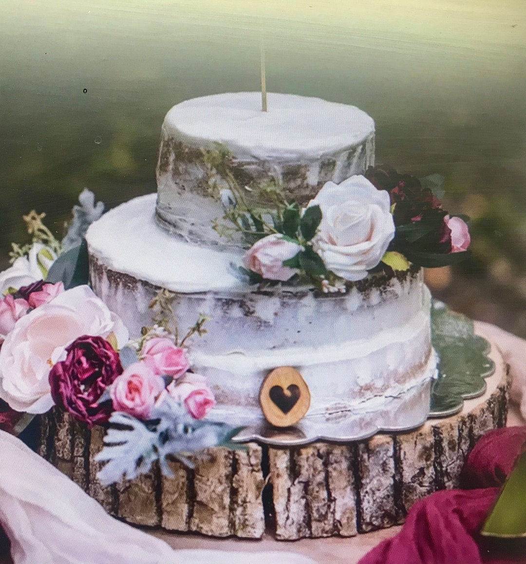 Cracked Wood Slice Cake Stand Rustic Chainsaw Cut Wood Slice, Thick ...