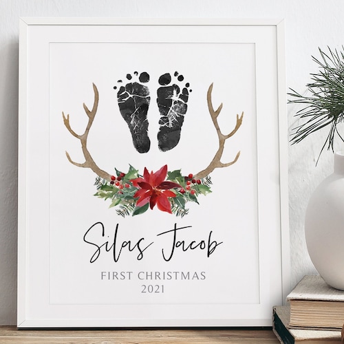 First Christmas Baby Footprint Art Print Gift for New Infant - Etsy