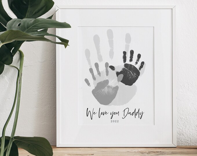 Gift for Dad Father's Day Baby & Daddy Handprint Art - Etsy