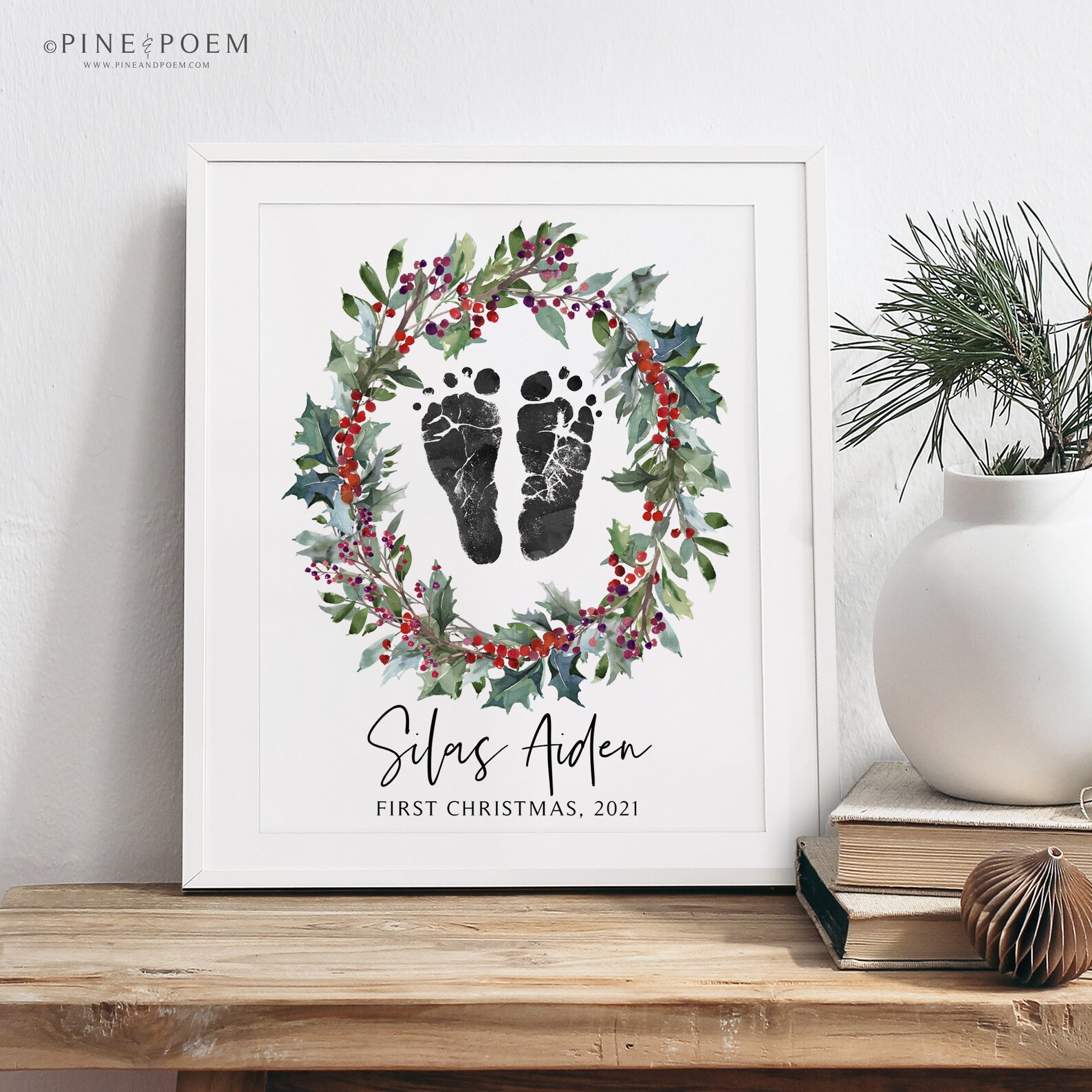 First Christmas Baby Footprint Art Print Gift for New Infant - Etsy