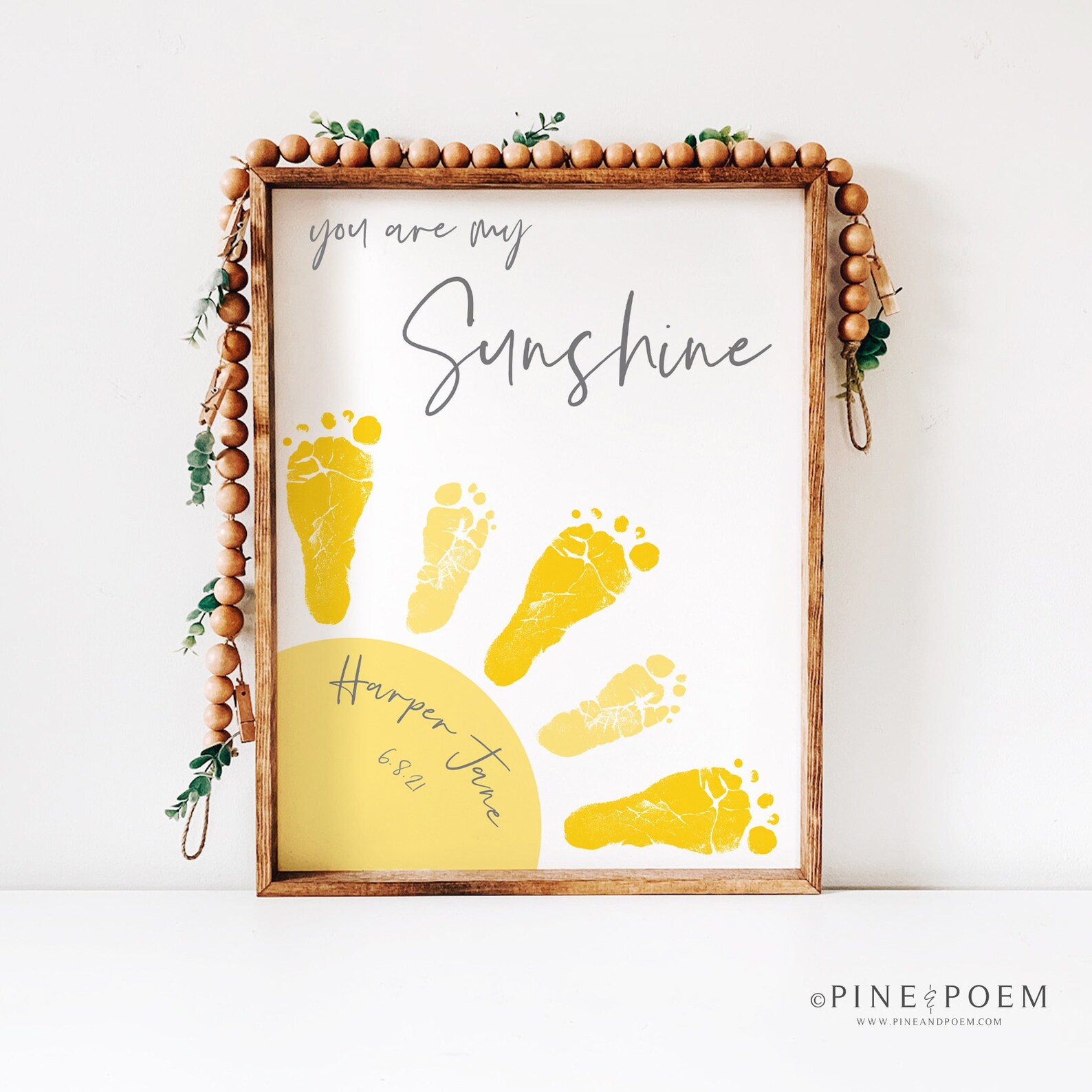 You Are My Sunshine Baby Footprint Art Print Sun Nursery - Etsy