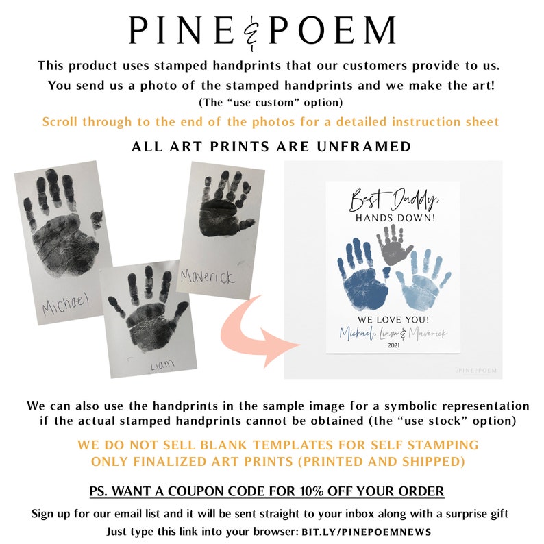 Personalized Kids Handprint Art: Custom Family Keepsake (UNFRAMED) - Etsy