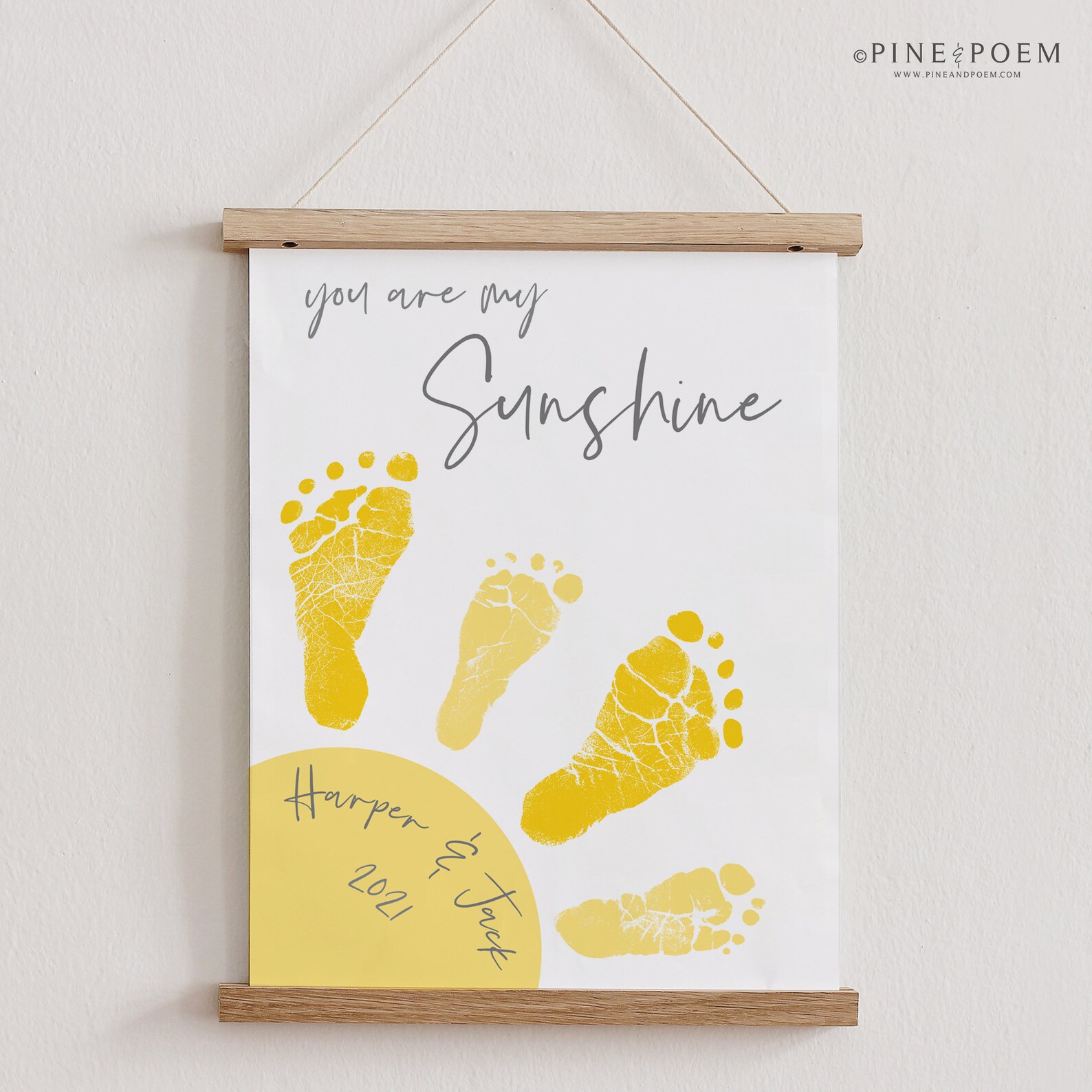 You Are My Sunshine Baby Footprint Art Print Sun Nursery - Etsy