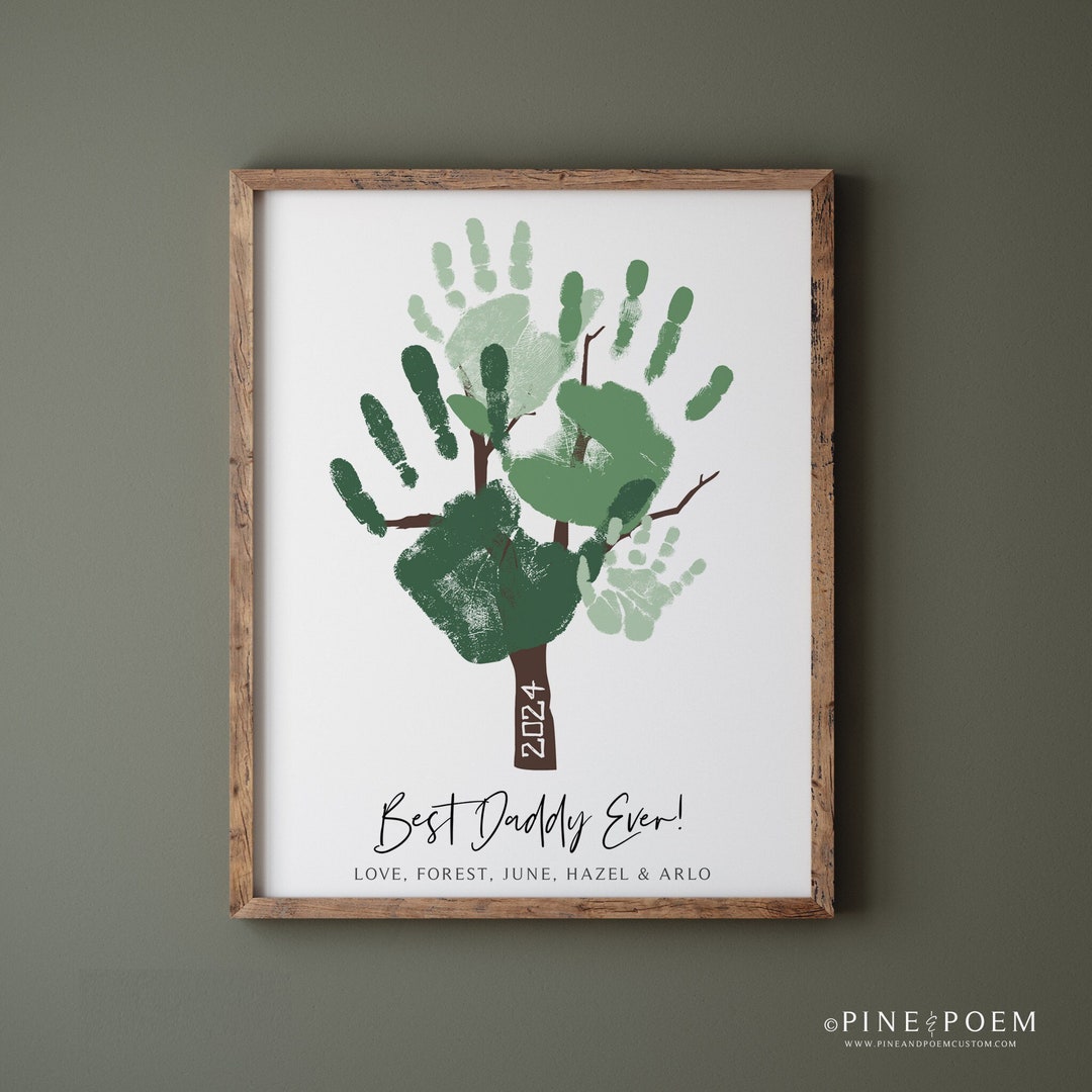Personalized Handprint Tree Art Print, Father's Day Gift (unframed) - Etsy