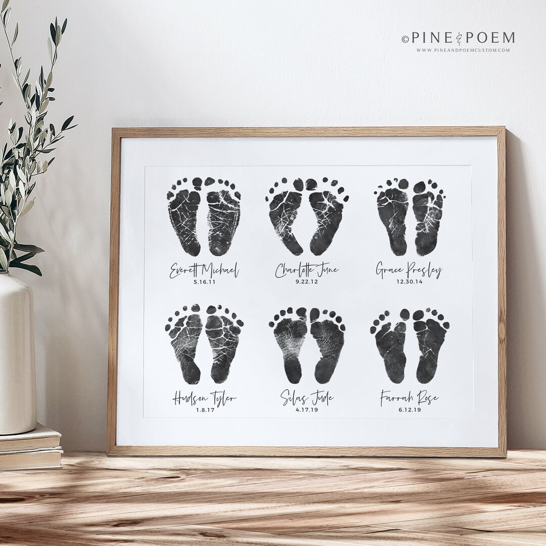 Custom Baby Footprint Art Print: Personalized Grandparent Gift ...