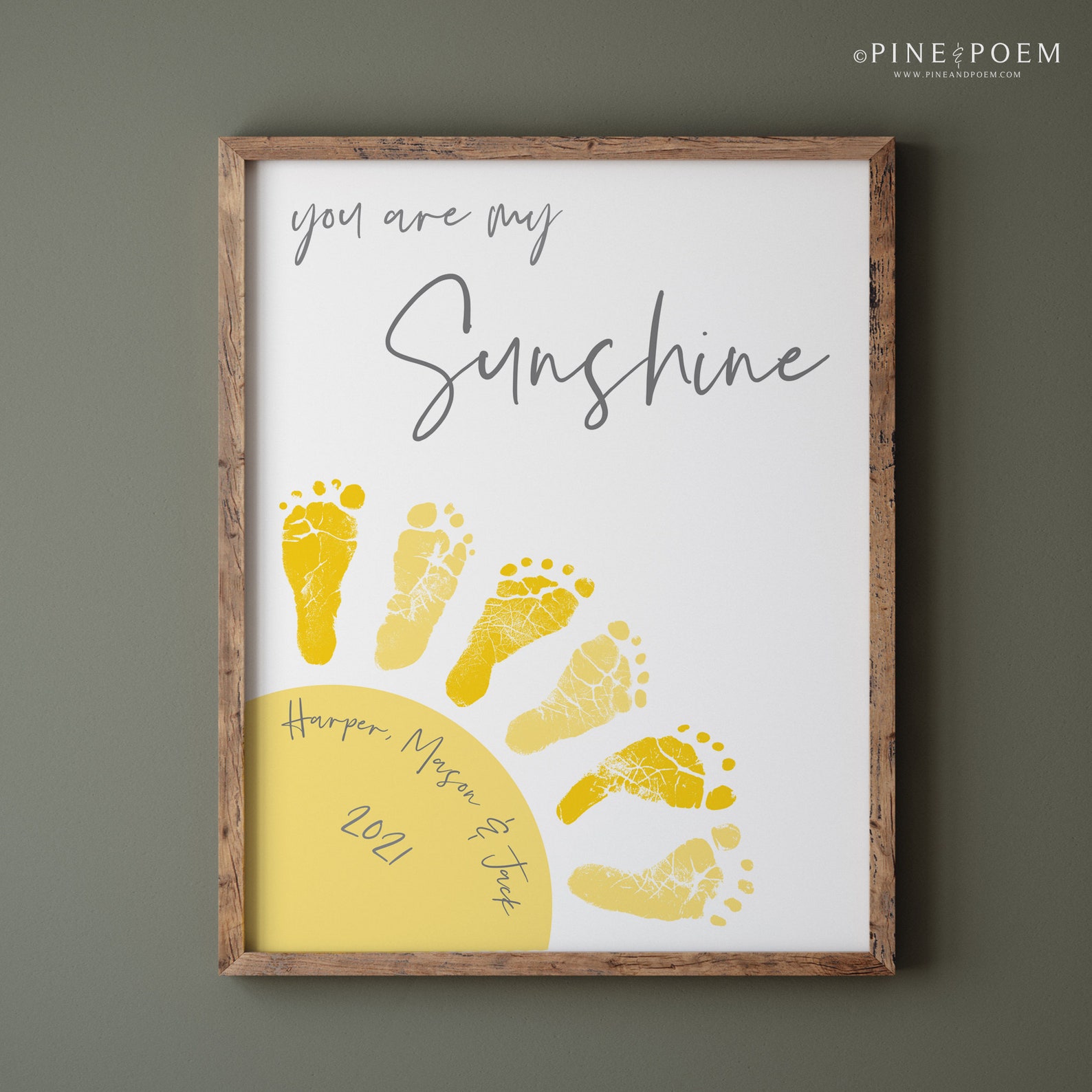 You Are My Sunshine Baby Footprint Art Print Sun Nursery - Etsy