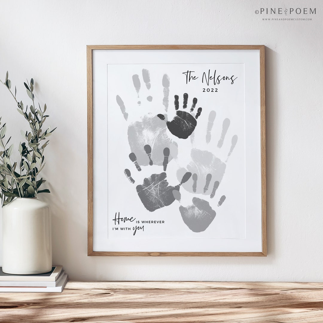 Family Handprint Art, Personalized Gift for Dad, Mom, Grandparents ...