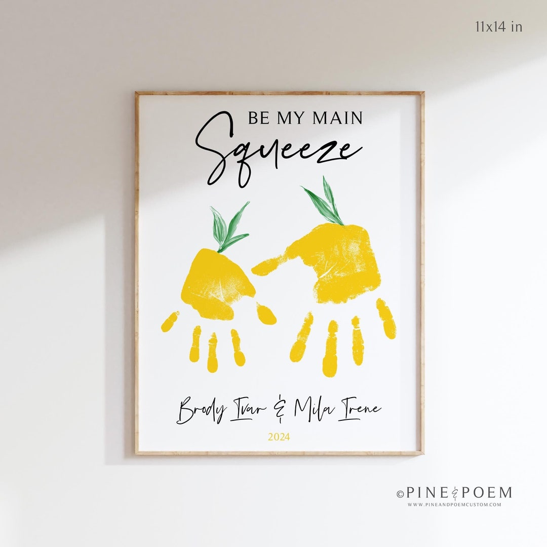 Handprint Lemon Art Print, Grandparent Gift, Kids Fruit Poster, 8x10 or ...