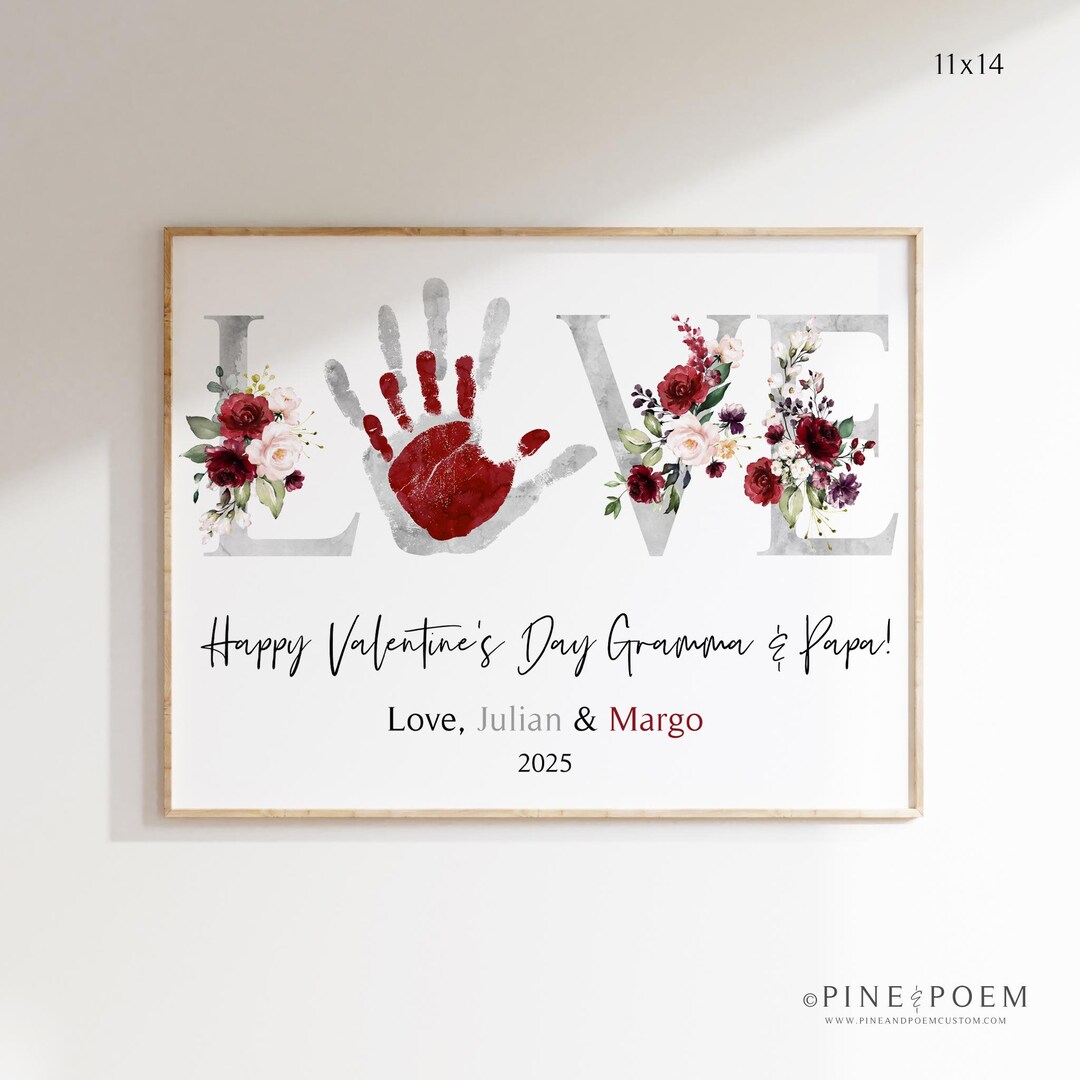 Personalized Valentine's Day Gift for Grandparents, Love Handprint Art ...