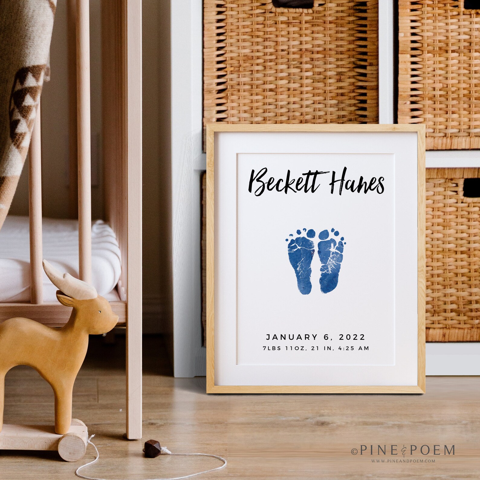 Baby Footprint Keepsake Art Gift Nursery Print | Etsy