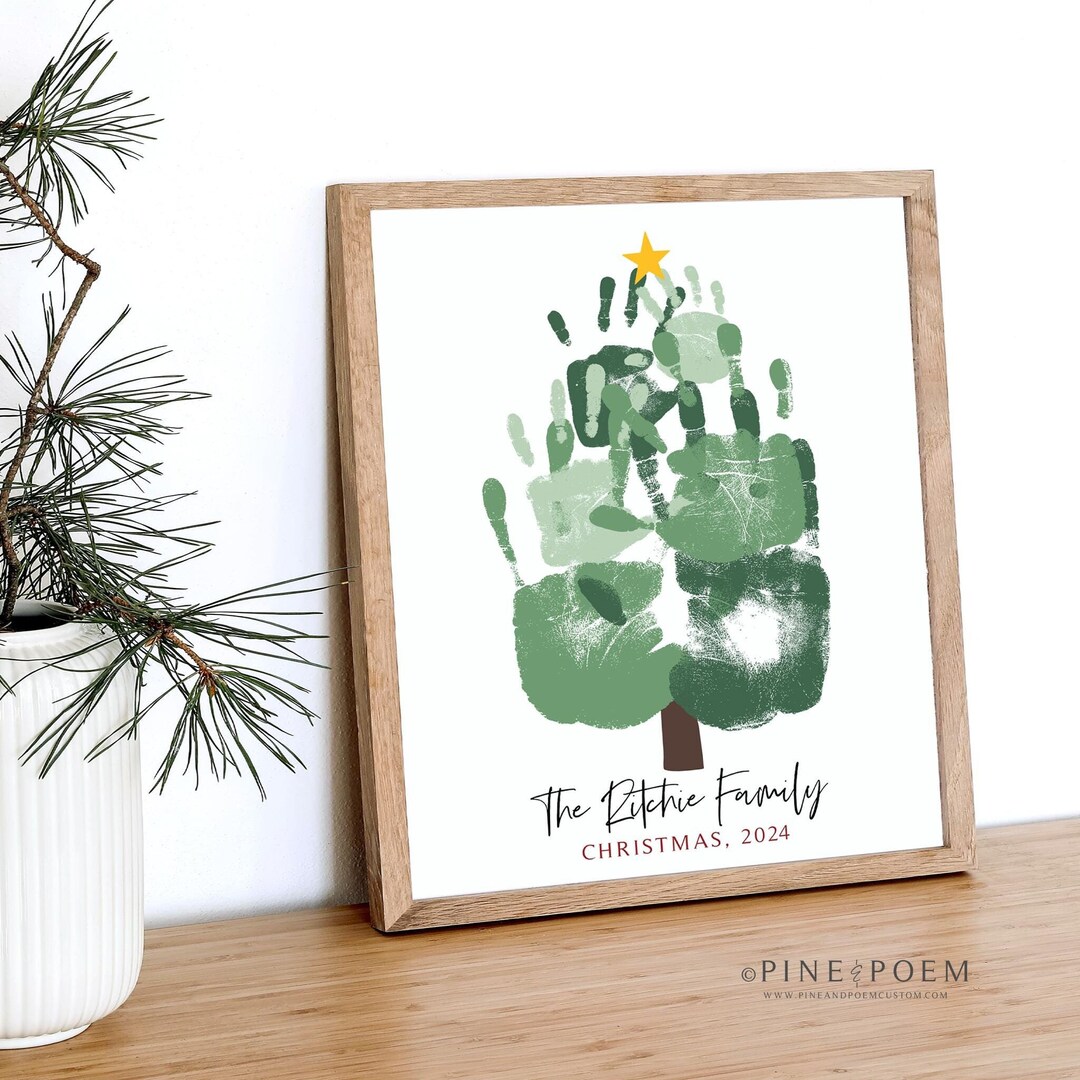 Family Handprint Christmas Tree, Gift for Grandparents, Holiday Decor ...