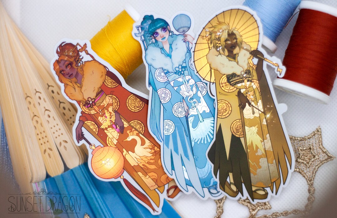 Kimono Birds Stickers - Etsy