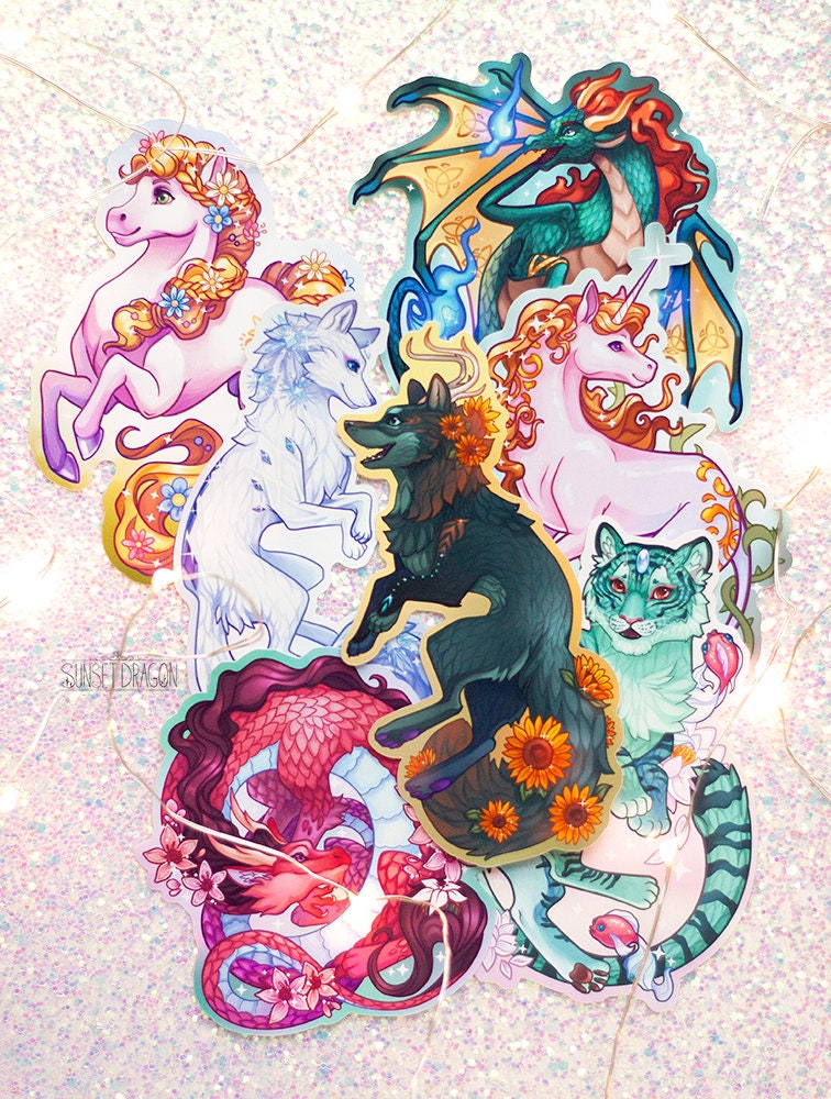 Sunflower Wolf Die Cut Large Sticker - Etsy