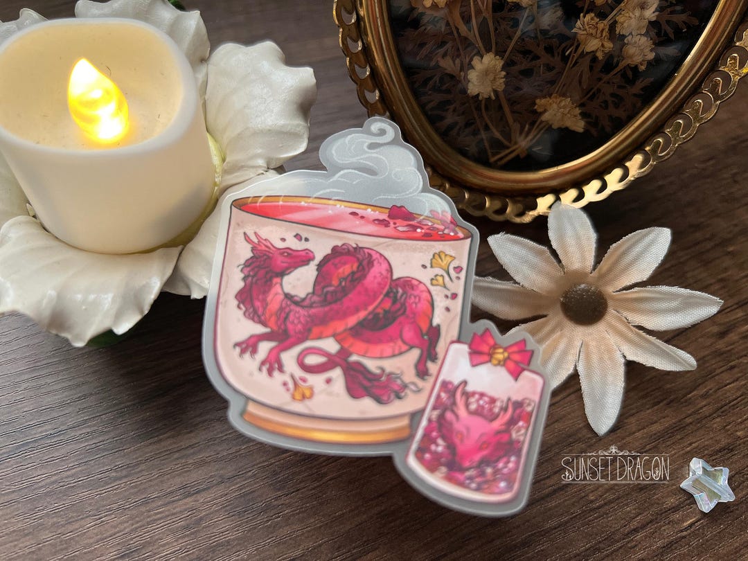 Yokai Tea - Dragon Die Cut Large Matte Transparent Sticker - Etsy