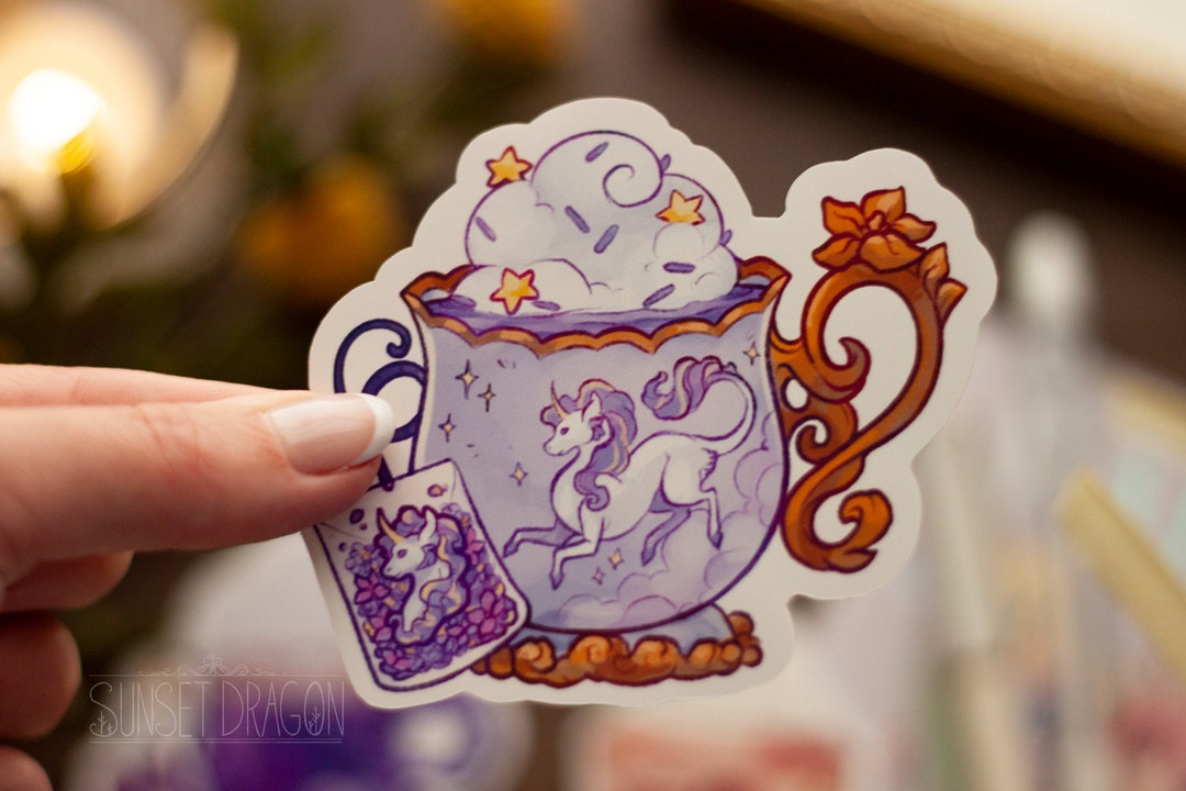 Yokai Tea - Unicorn Die Cut Large Glossy Sticker - Etsy