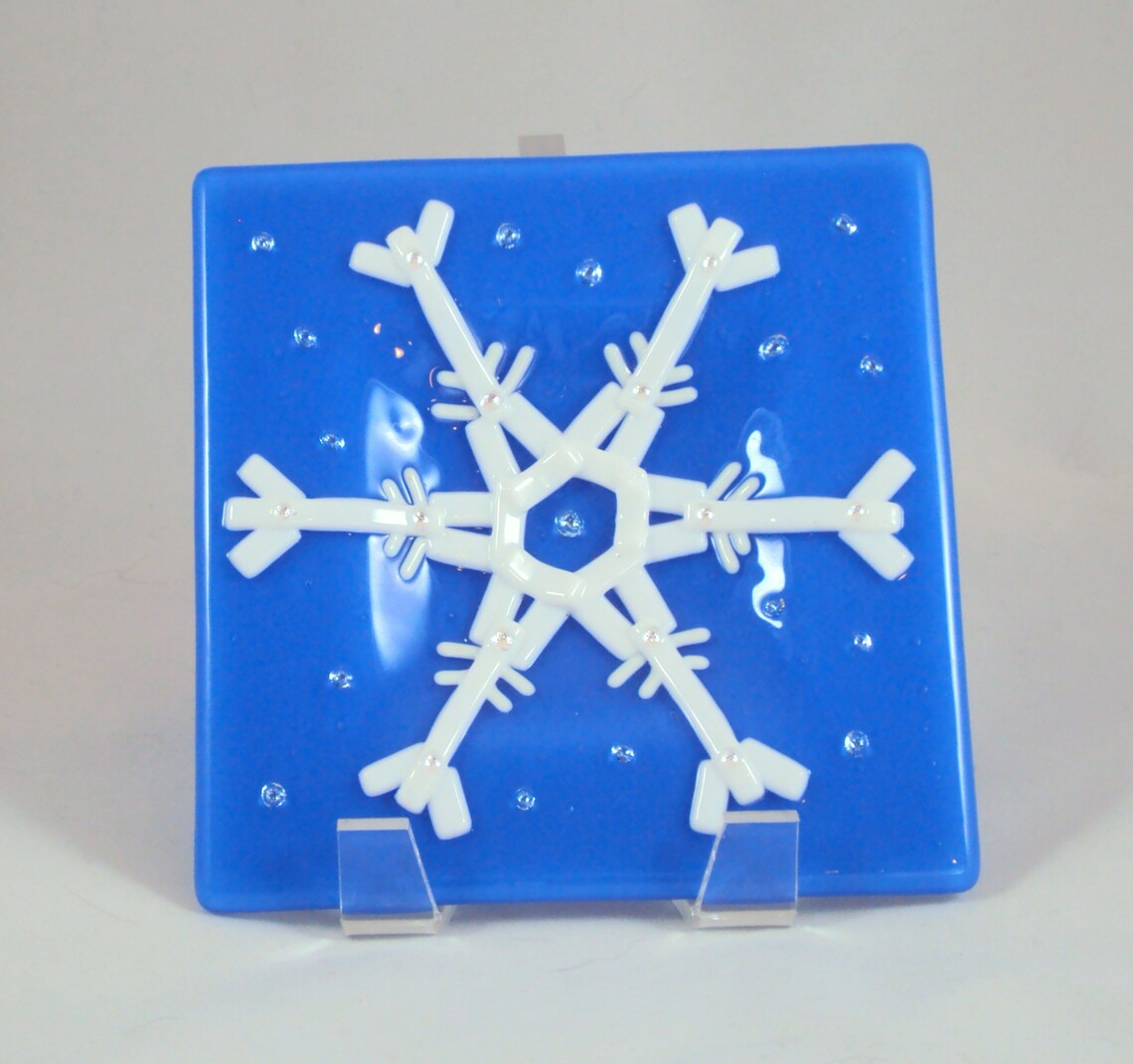 Fused Glass Snowflake Dish - Etsy