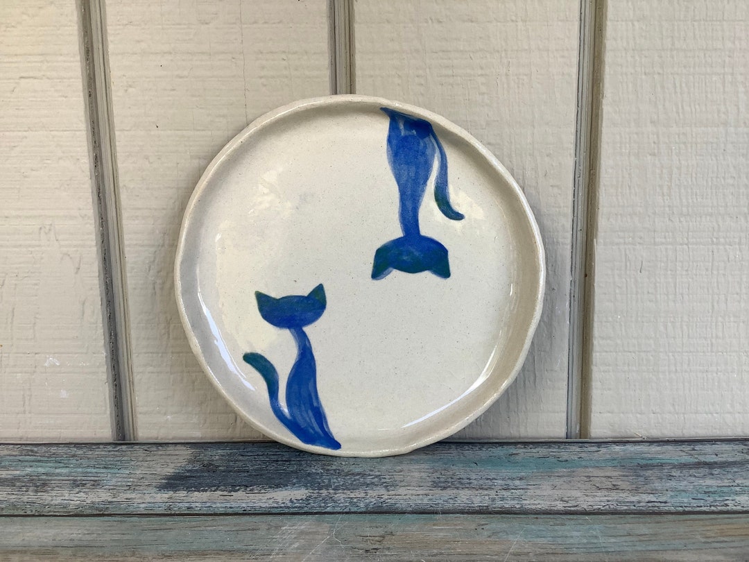 Ceramic Cat Plate Handmade - Small 6'' Planter Tray - Pottery Plate ...