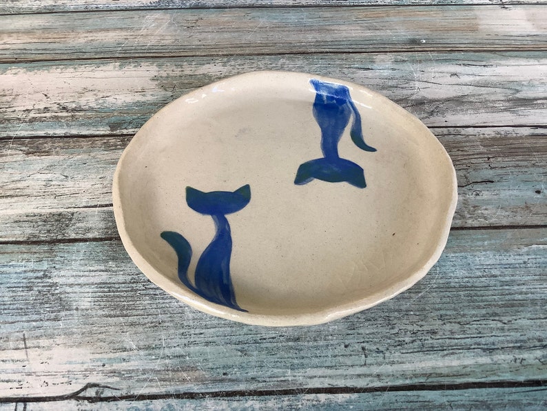 Ceramic Cat Plate Handmade - Small 6'' Planter Tray - Pottery Plate ...