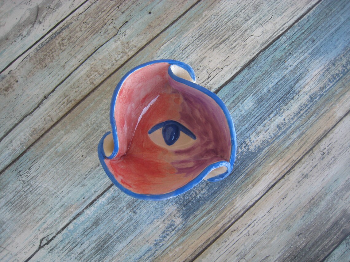 Psychedelic Pottery Dish Pink and Purple Decor Votive - Etsy