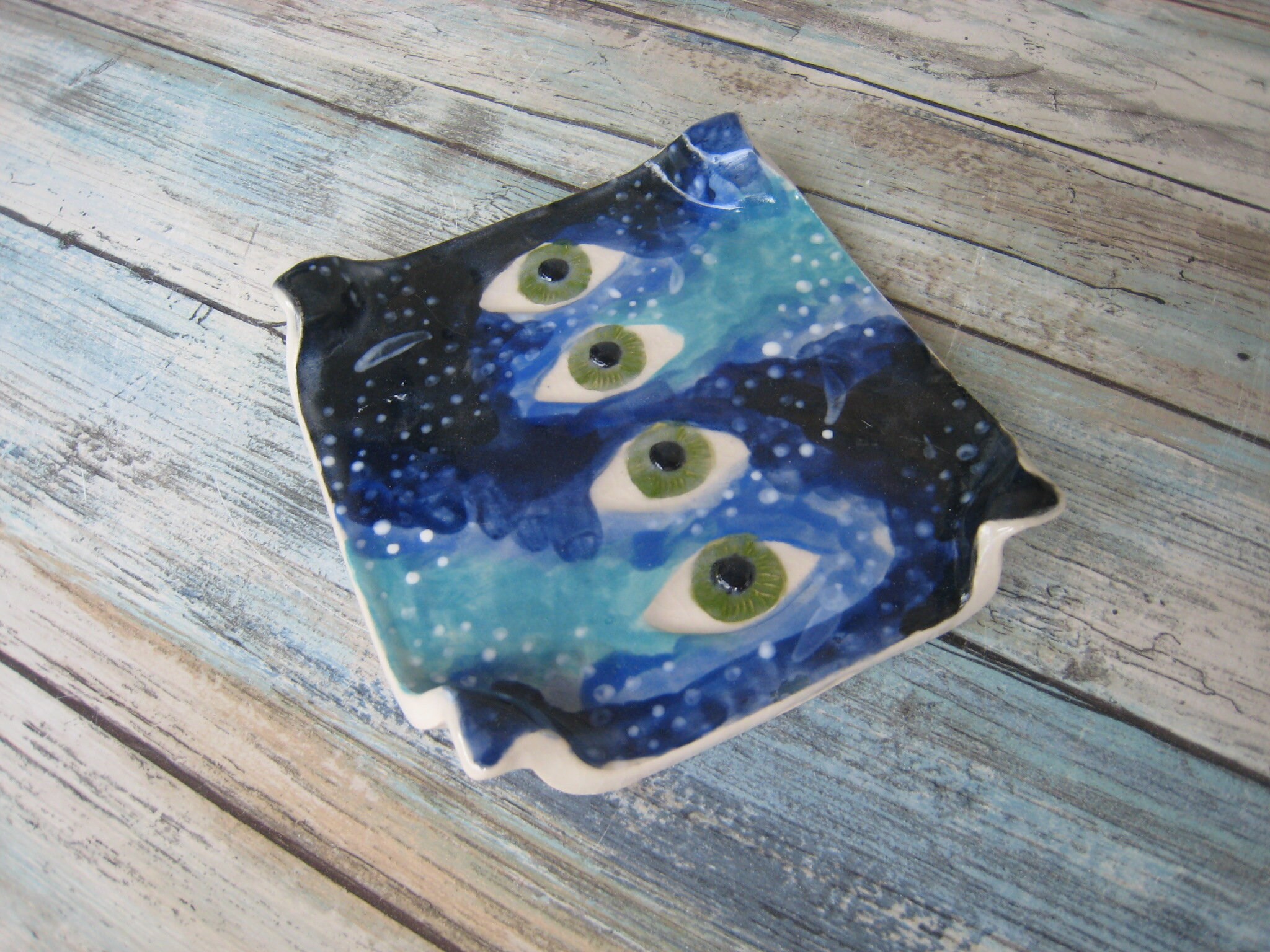 Small Square Plate - Surreal Art - Galaxy Decor - Evil Eye Jewelry Dish ...
