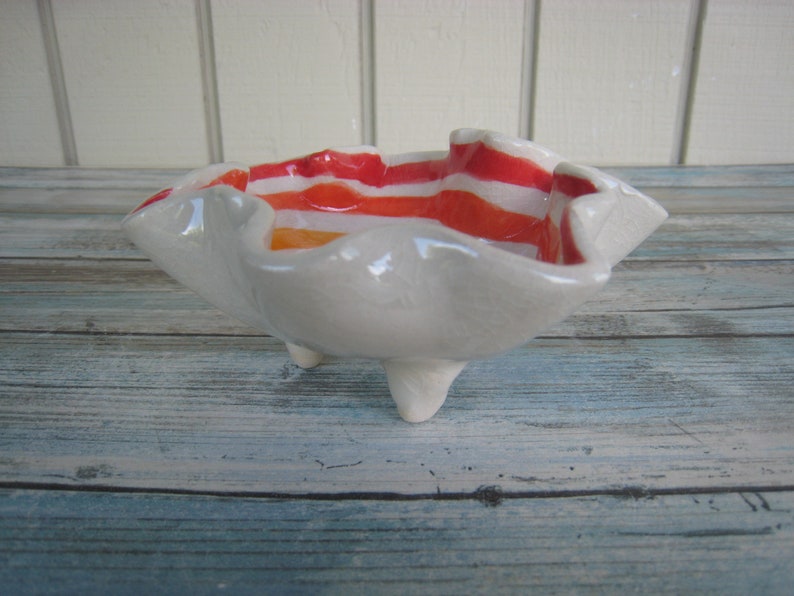 Ceramic Footed Bowl Rainbow Bullseye Dish Handmade Pottery | Etsy